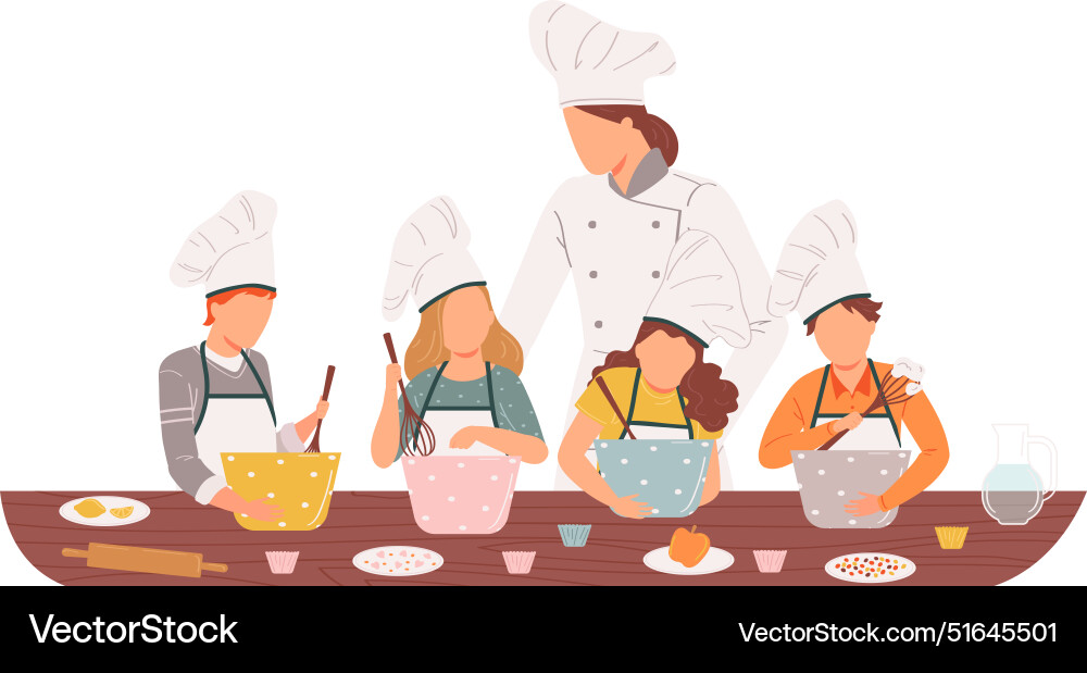 Cooking class mixed group preparing food adult Vector Image