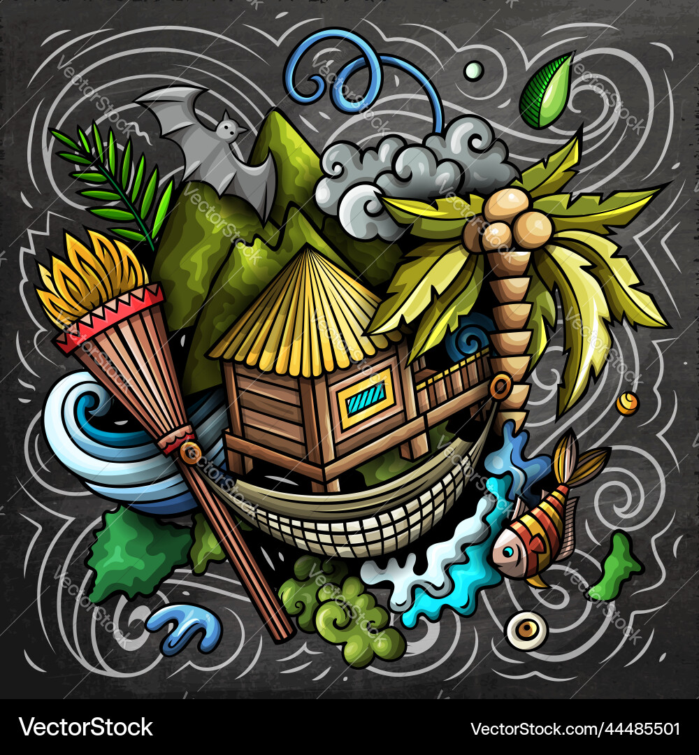 Hawaii cartoon doodle design Royalty Free Vector Image