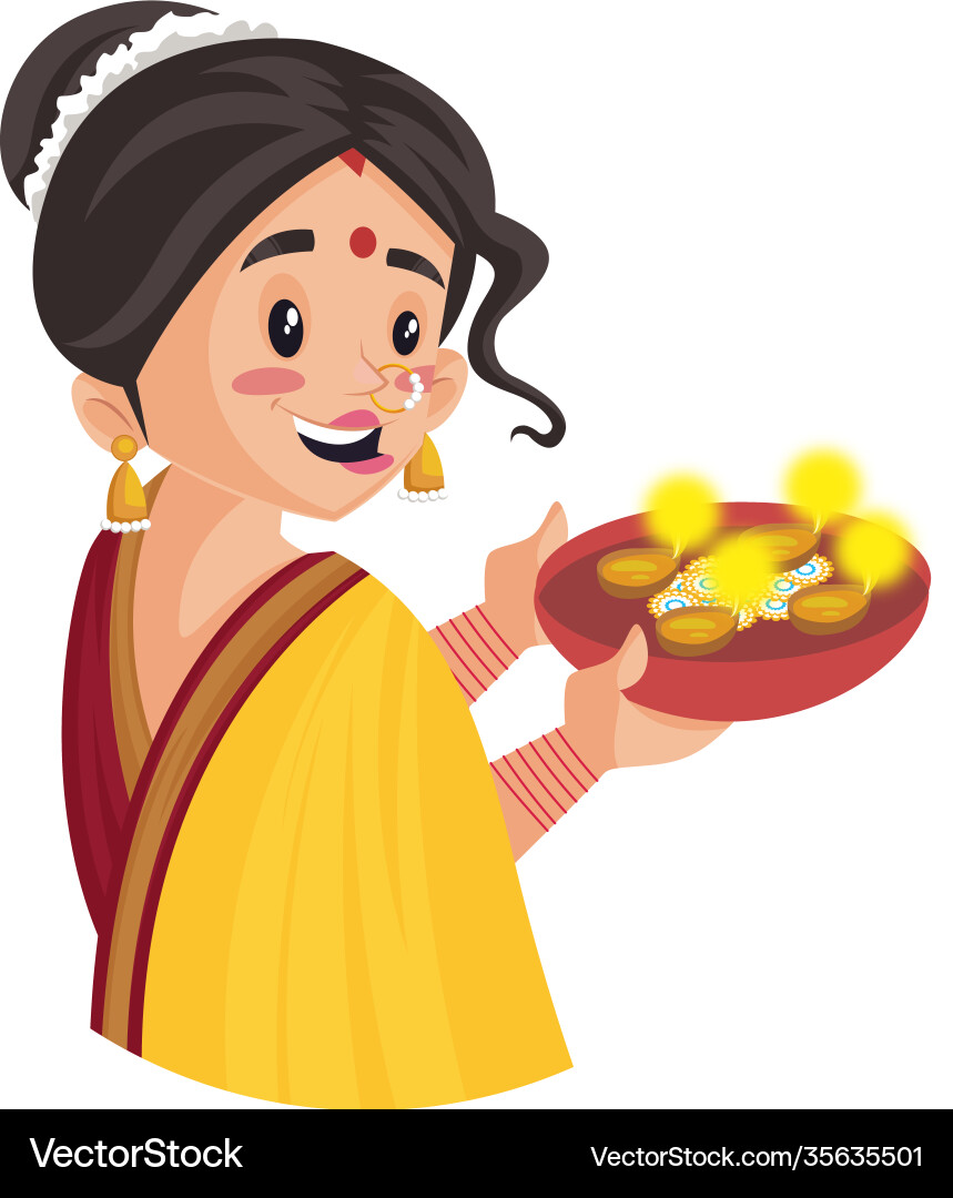 Indian marathi woman cartoon Royalty Free Vector Image