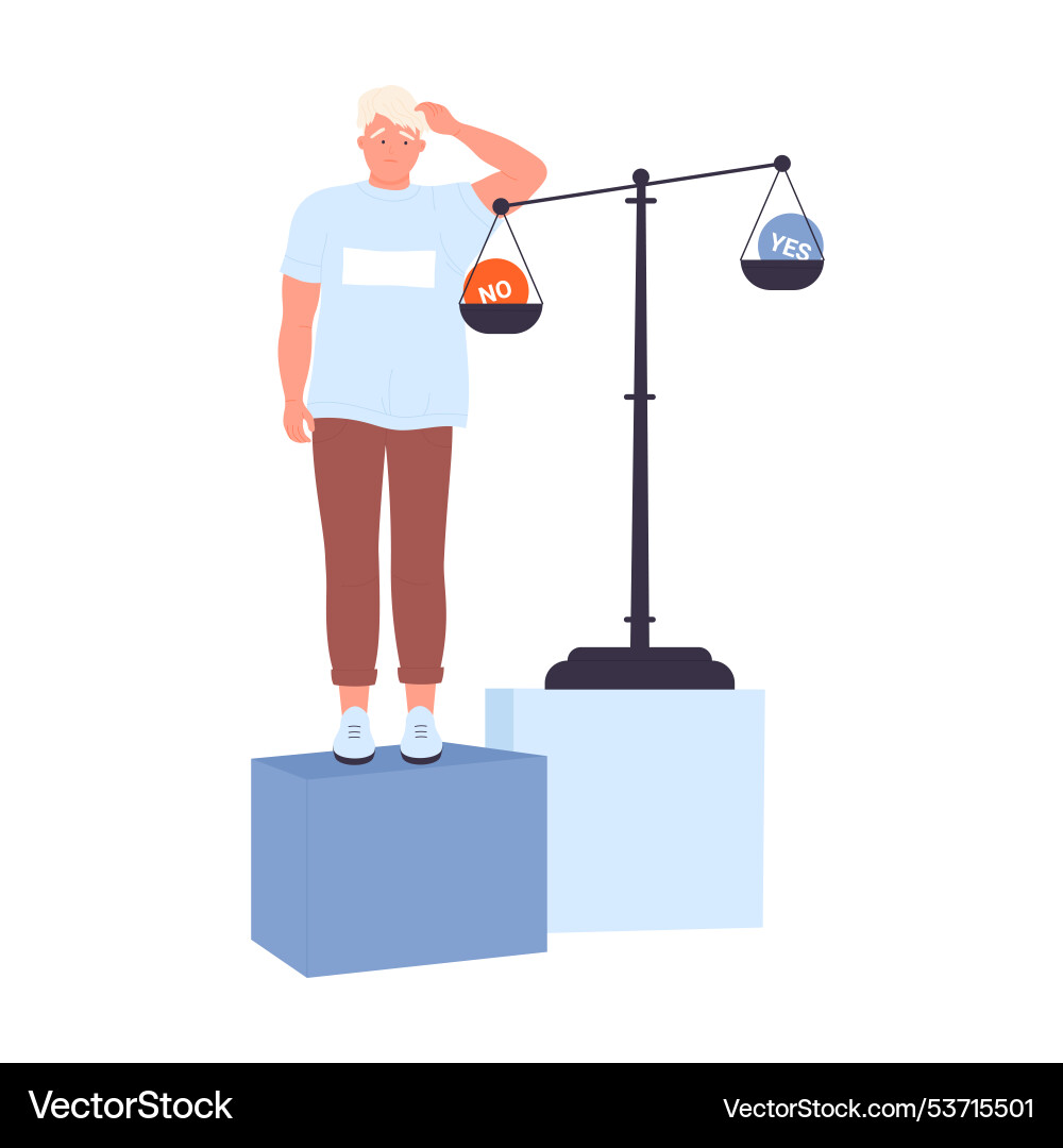 Man in doubt thinking about answer yes Royalty Free Vector