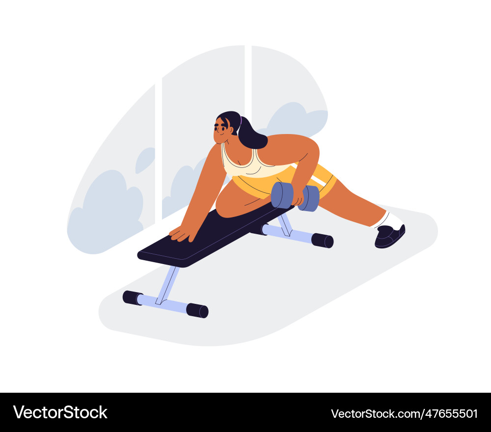 Mädchen tun triceps kickback mager auf bank Vektorbild