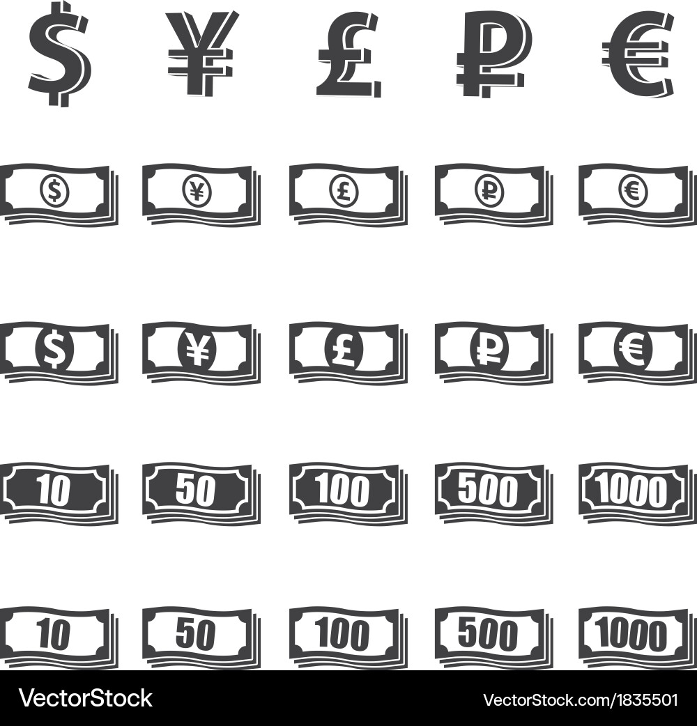 Money set icon Royalty Free Vector Image - VectorStock