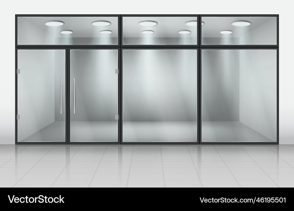 Office glass doors store windows front wall Vector Image