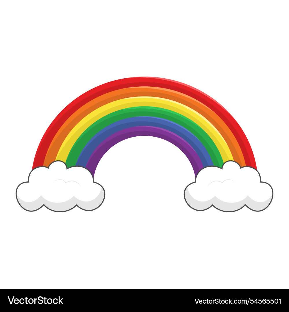 Rainbow flat style with clouds Royalty Free Vector Image