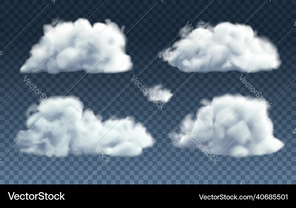 Realistic Fluffy Clouds Set Royalty Free Vector Image