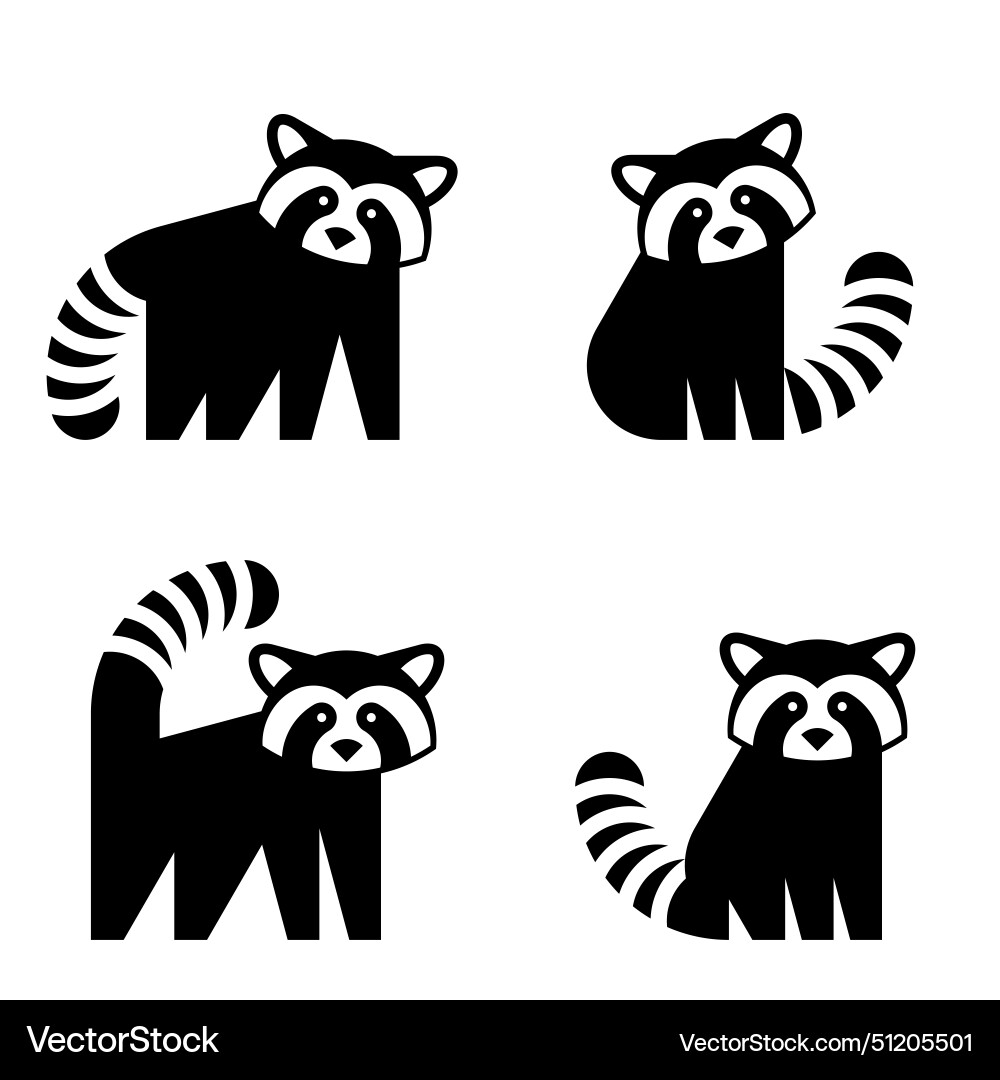Set of red panda logo Royalty Free Vector Image