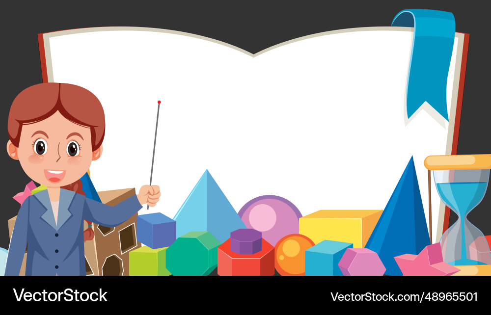 Teacher with math tools on blank book banner Vector Image