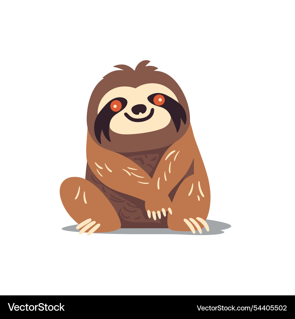 Cute cartoon sloth sitting and smiling Royalty Free Vector