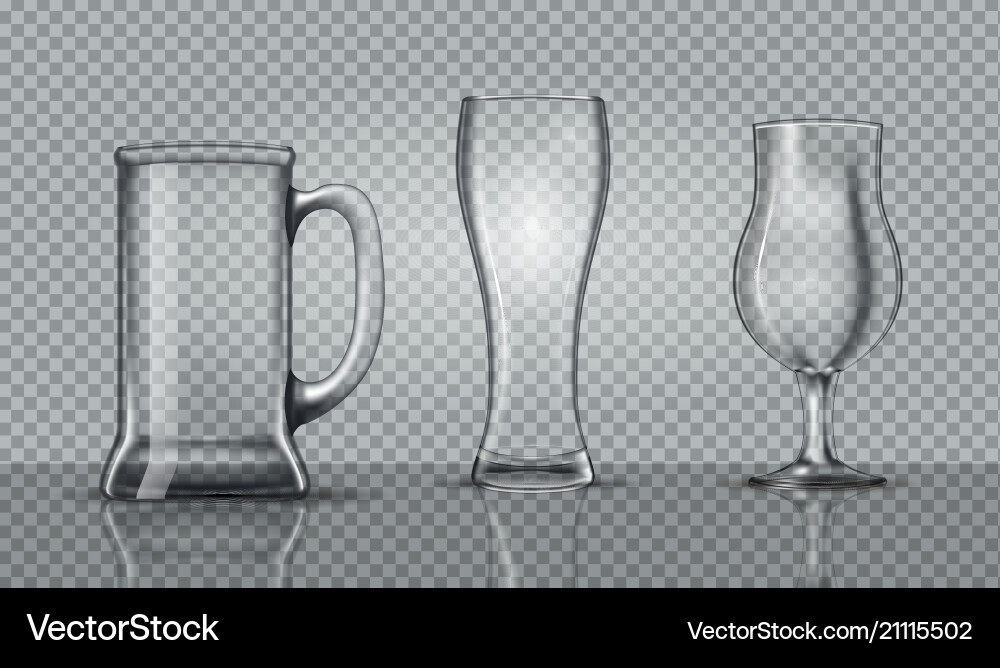 Empty Beer Glass Vector Clear Bottle With Beer And Empty Tall Glass.