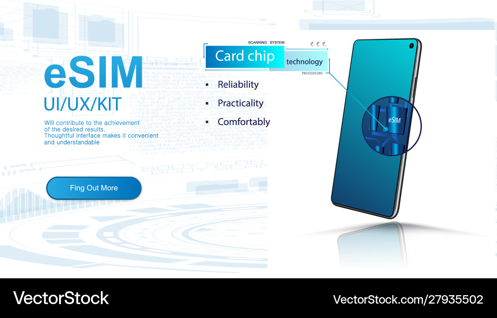 Esim card-chip embedded sim concept Royalty Free Vector