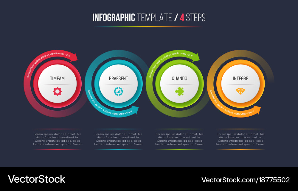 Four steps infographic process chart with circular