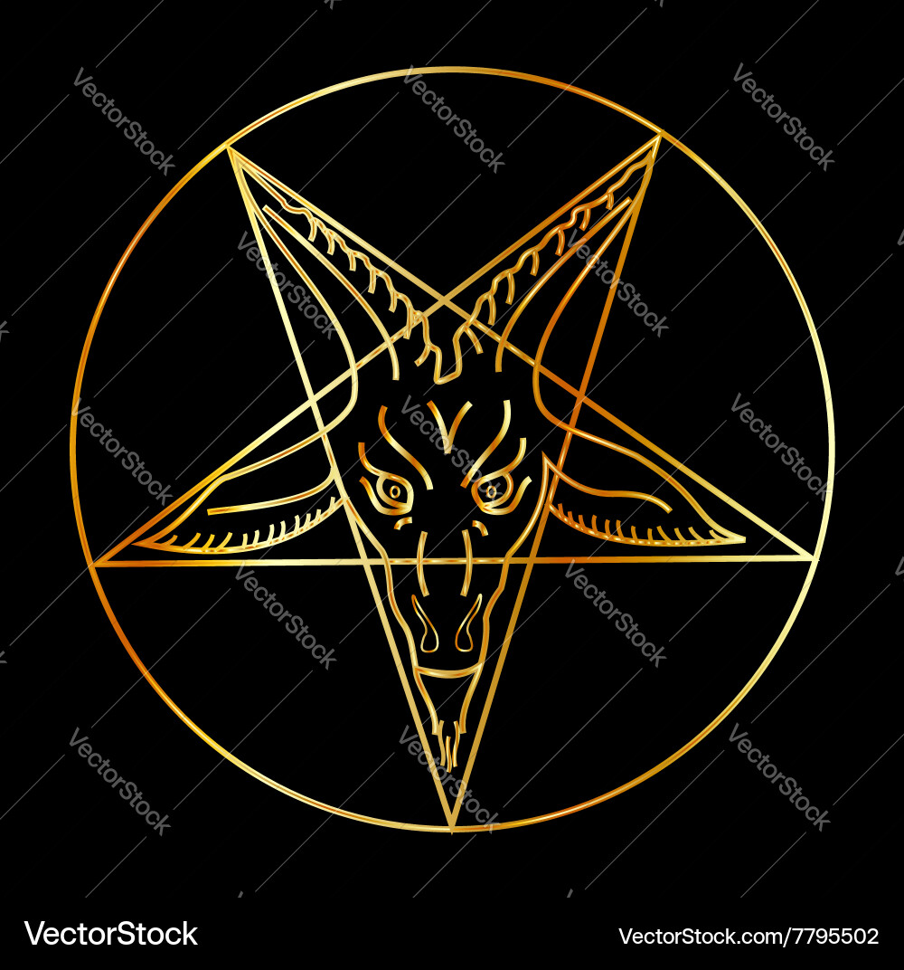 Golden sigil of baphomet Royalty Free Vector Image