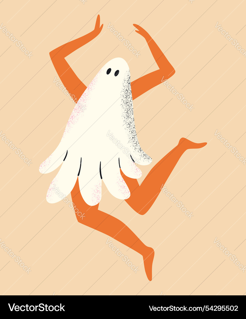 Halloween Ghost Dance Cartoon Royalty Free Vector Image