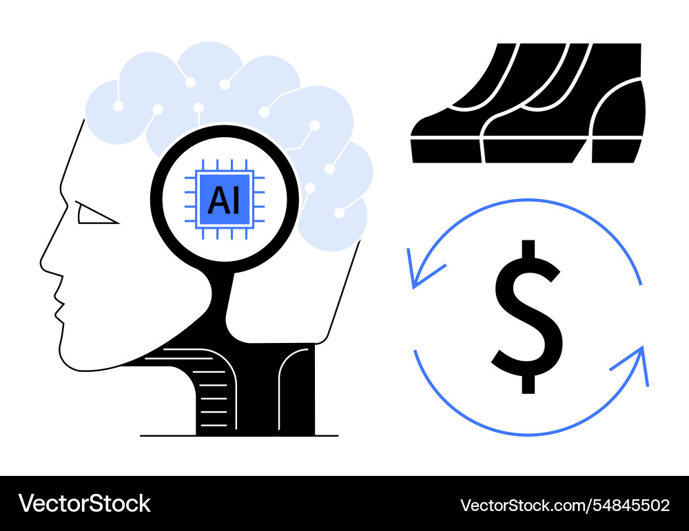 Human brain integrated with ai chip futuristic Vector Image