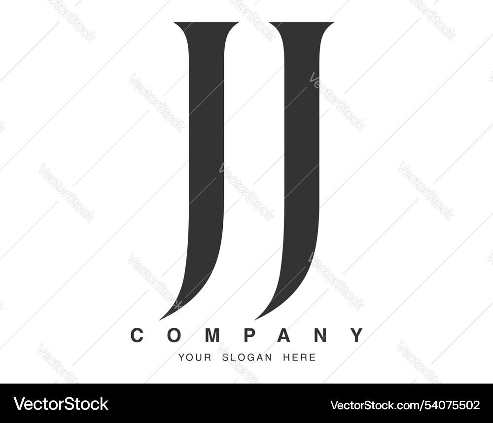 Jj logo design initial letter j and serif font Vector Image