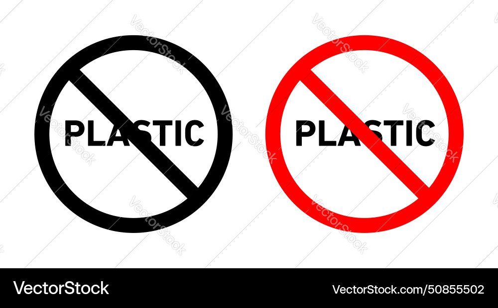 No plastic sign icon set advisory against Vector Image