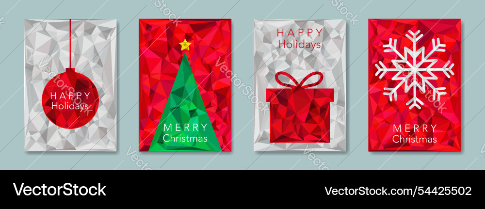 Set christmas card in modern low poly style Vector Image