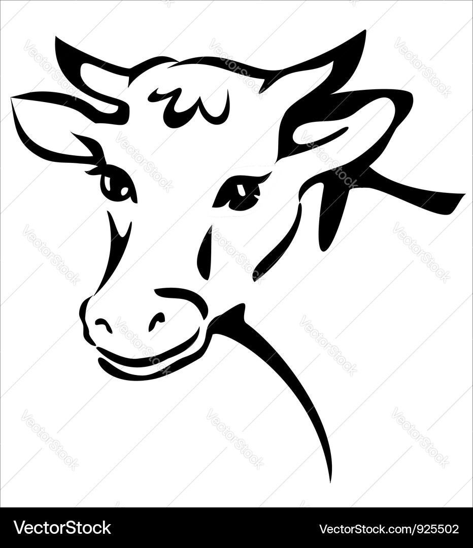 Smiling cow portrait sketch Royalty Free Vector Image