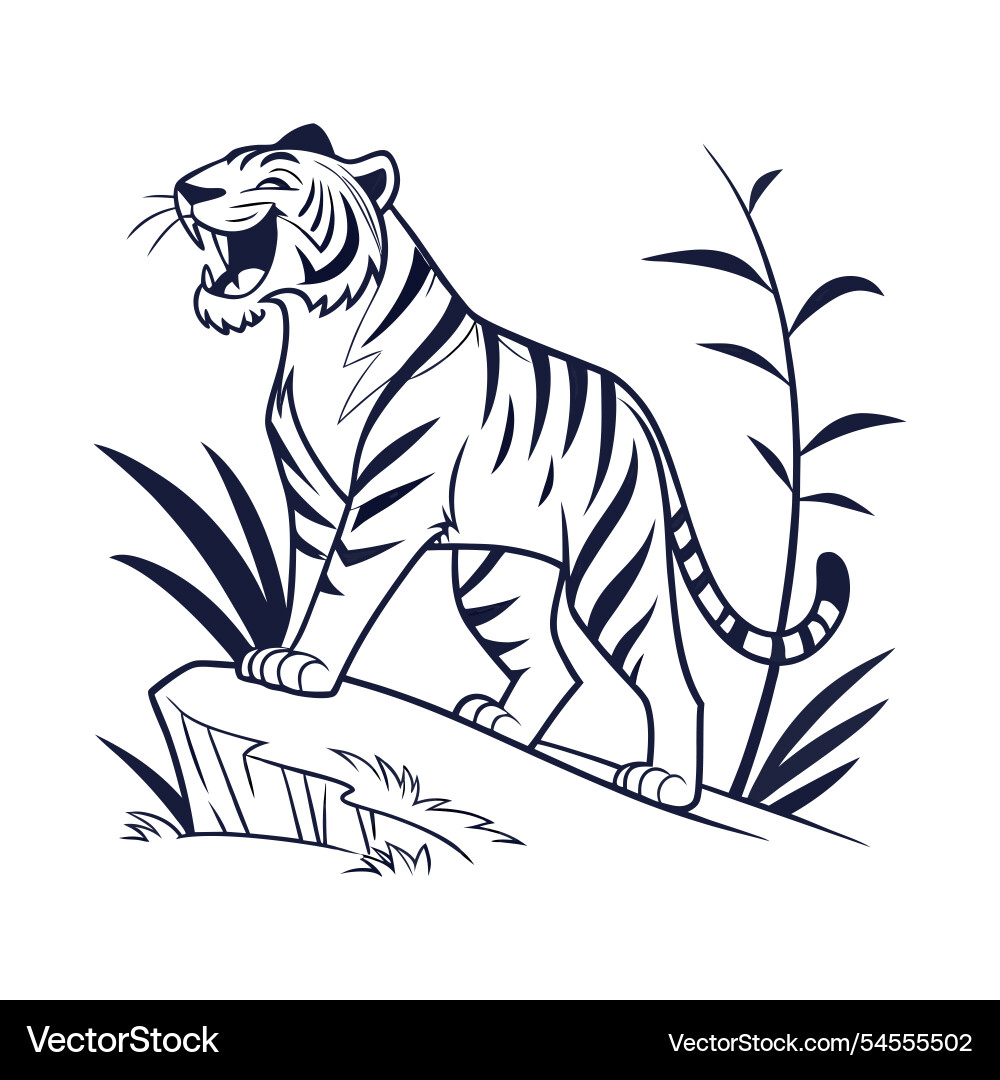 Tiger line art icon design on a white Royalty Free Vector