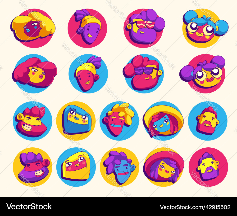 Trendy Avatars - Funny Faces Royalty Free Vector Image