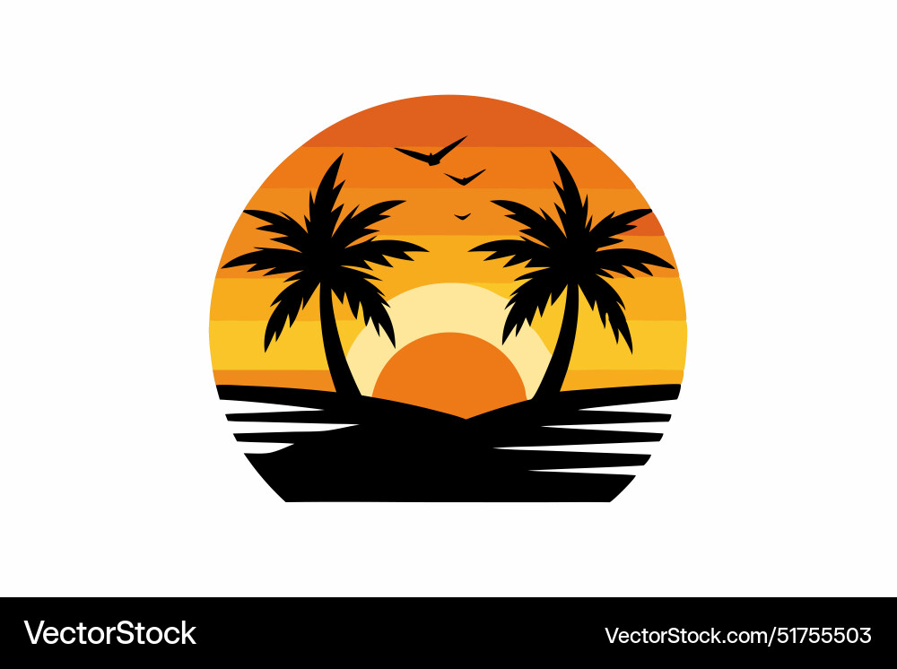 Black silhouette sunset logo e Royalty Free Vector Image
