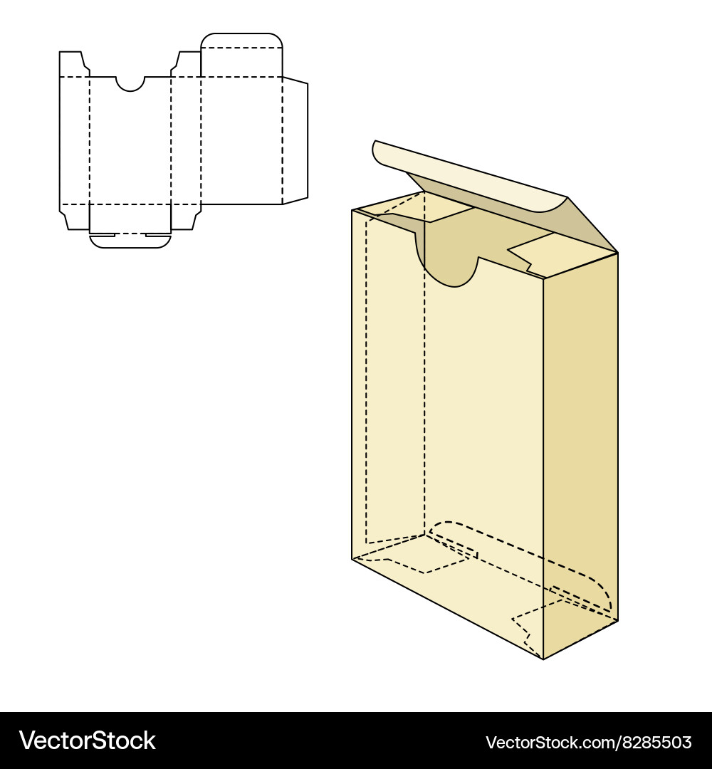 Box die line template Royalty Free Vector Image