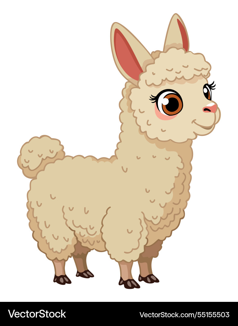 Cute cartoon lama isolated Royalty Free Vector Image