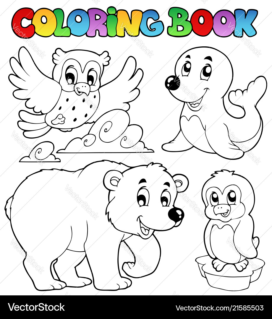 Cute Winter Animals Coloring Book Royalty Free Vector Image