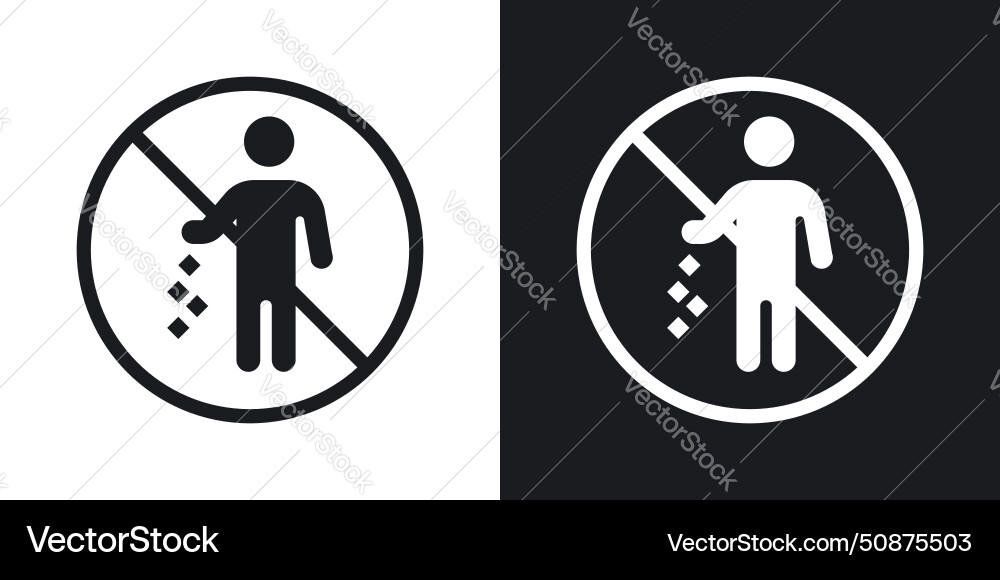 Do not litter sign icon set garbage throw clean Vector Image