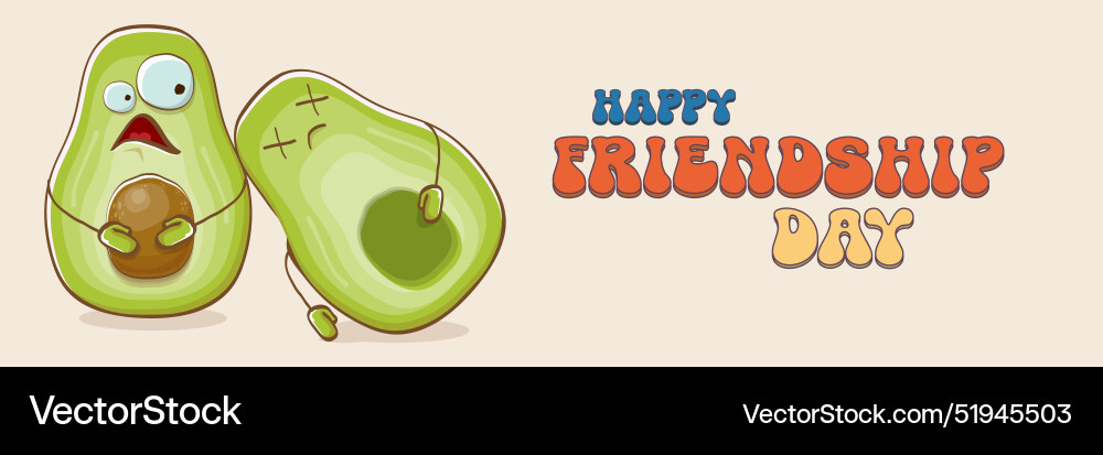 Happy friendship day cartoon comic horizontal Vector Image