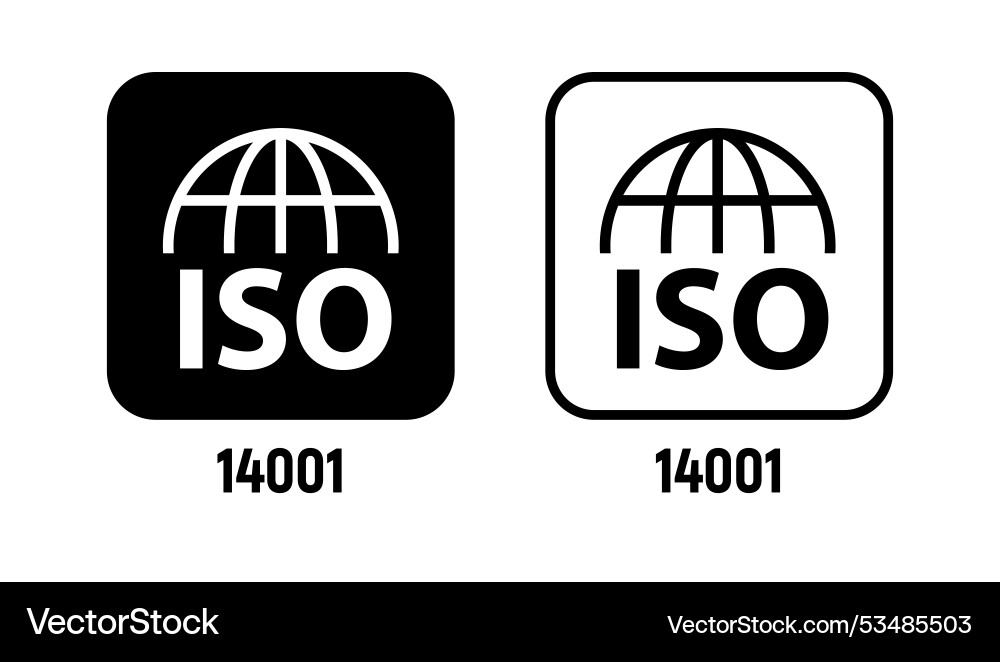 Iso certified icon quality iso 14001 Royalty Free Vector