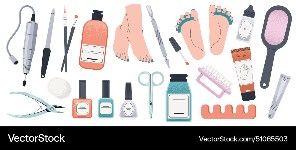 Pedicure tools manicure and set Royalty Free Vector Image