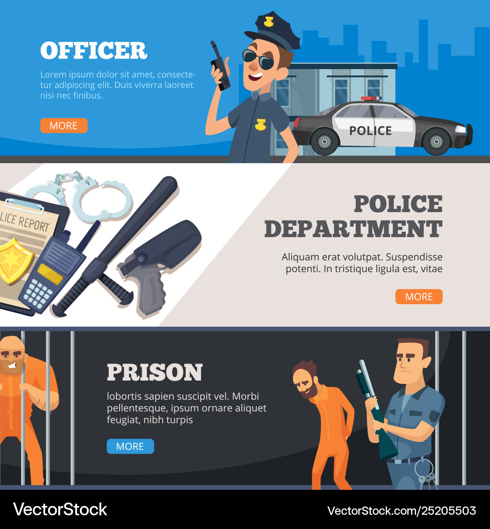 Police banners urban security officer Royalty Free Vector