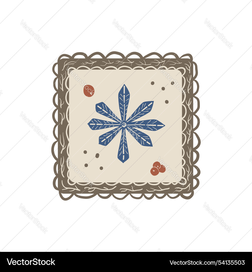 Winter holidays vintage emblem with snowflake Vector Image