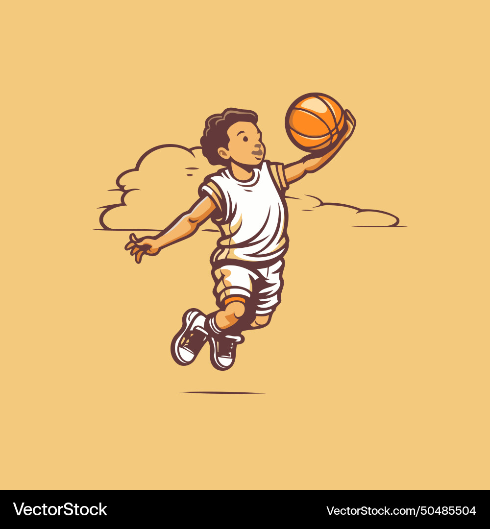 Basketball player with ball Royalty Free Vector Image
