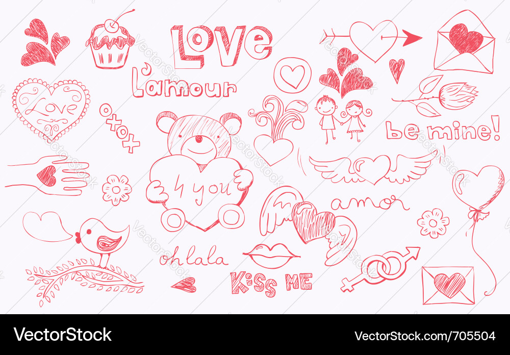 Love doodles Royalty Free Vector Image - VectorStock