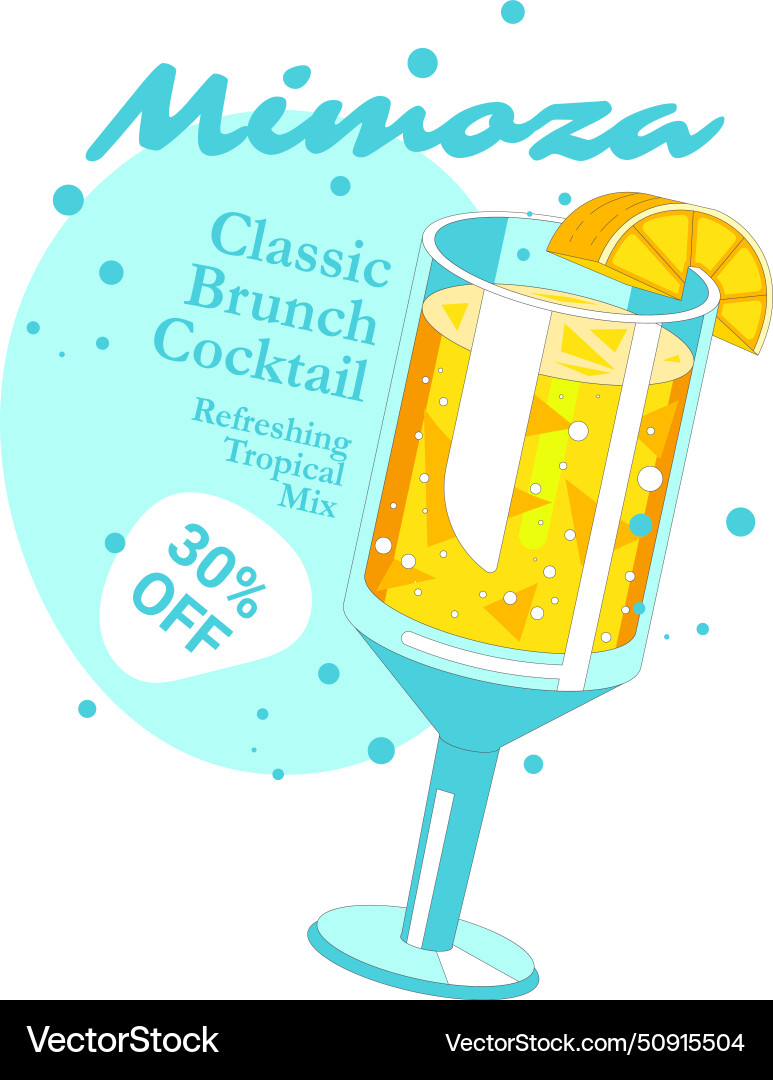 Mimoza classic brunch cocktail refreshing mix Vector Image
