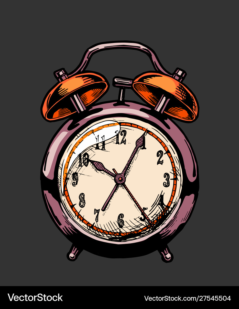Old alarm clock Royalty Free Vector Image - VectorStock