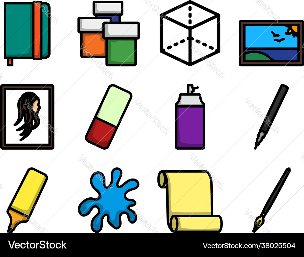 Painting icon set Royalty Free Vector Image - VectorStock