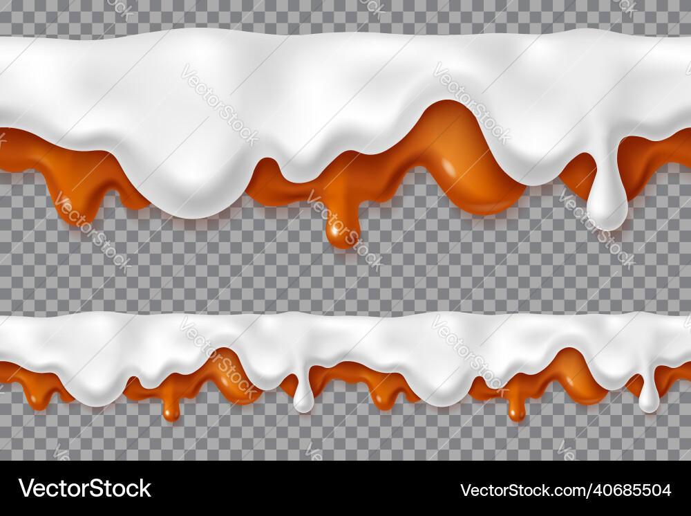 Seamless border cream caramel sauce drops Vector Image