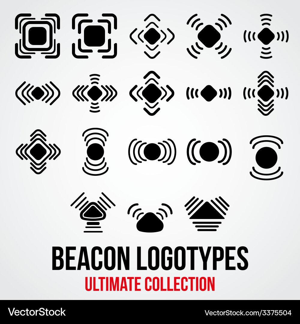 Set of black bluetooth gps beacon icons Royalty Free Vector