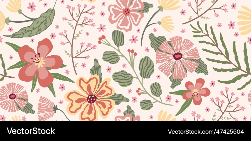 Spring flower pattern floral chinese print Vector Image