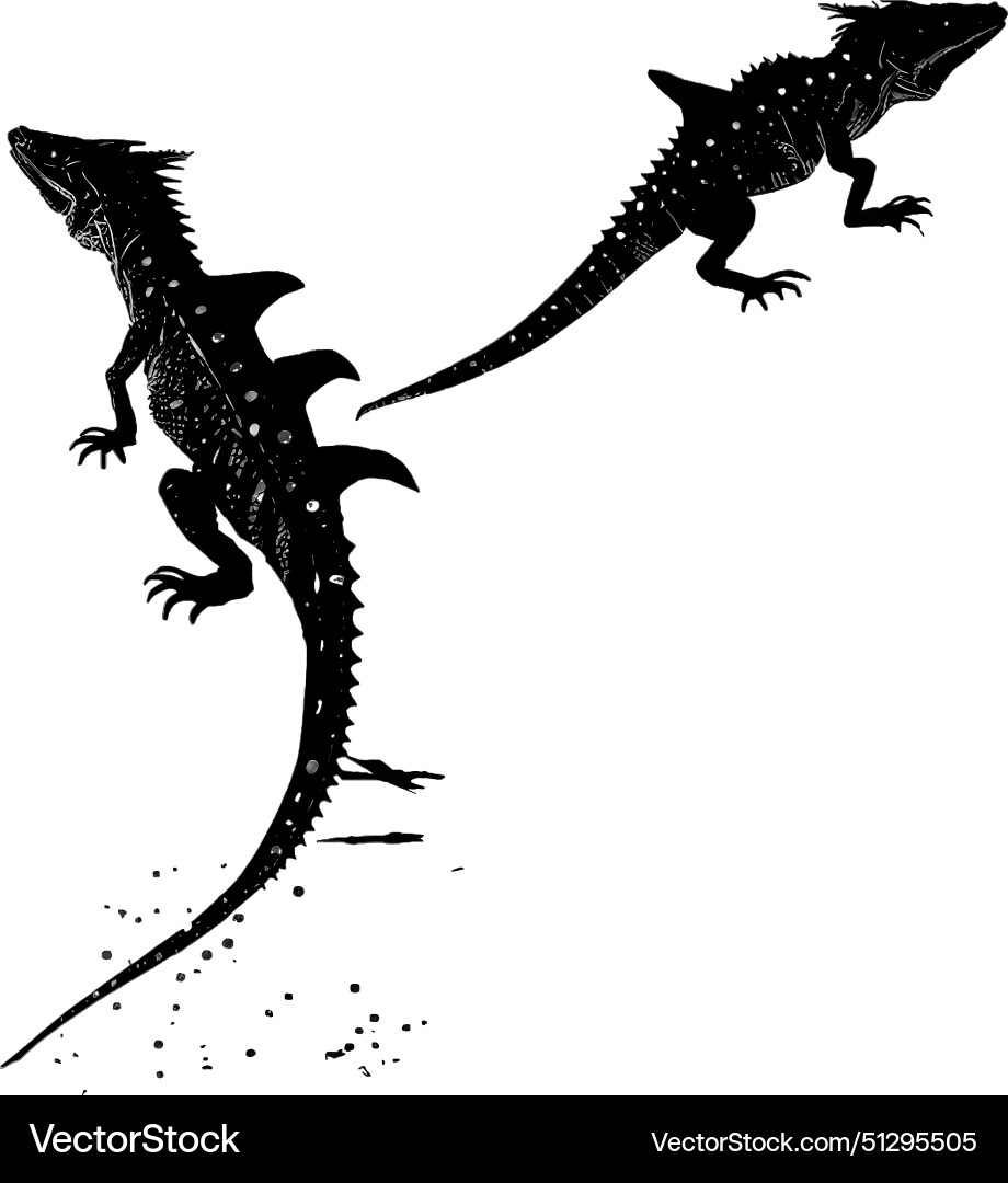 Black silhouette of lizards on white background Vector Image
