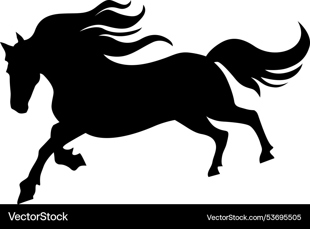 Ein schwarzes Pferd läuft Silhouette Lizenzfreier Vektor