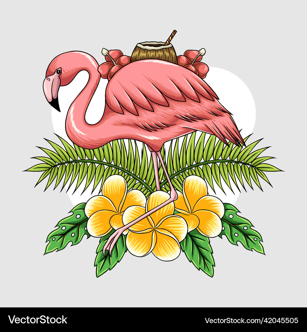 Flamingo summer tropical beautiful flowers Vector Image