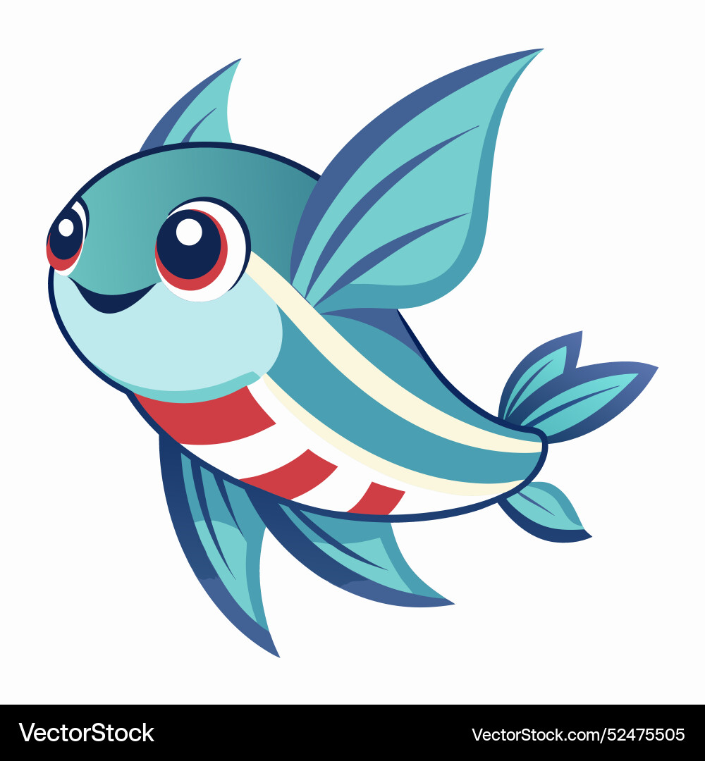 Flying fish sits kawaii Royalty Free Vector Image