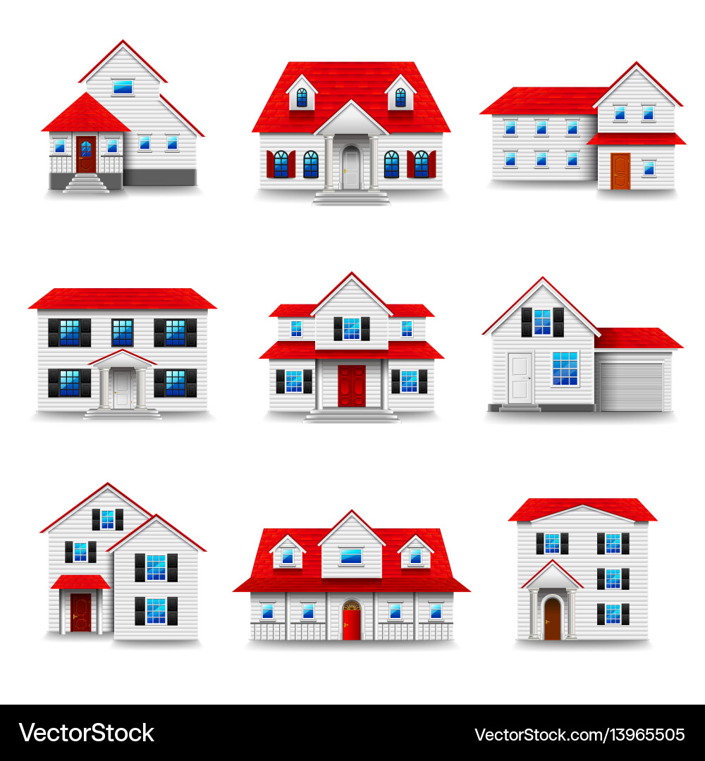 Houses icons set Royalty Free Vector Image - VectorStock