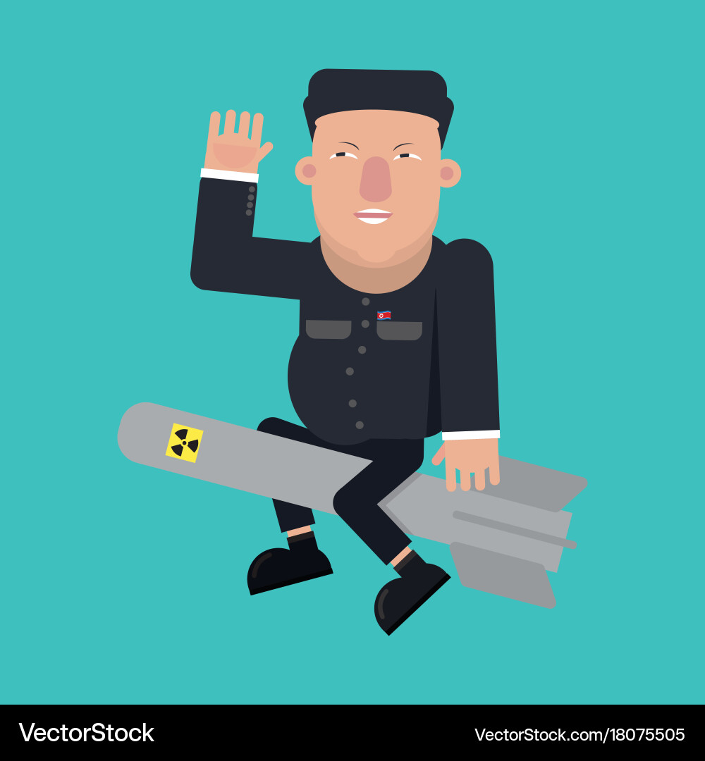 Kim Jong-un Riding Atomic Bomb Royalty Free Vector Image