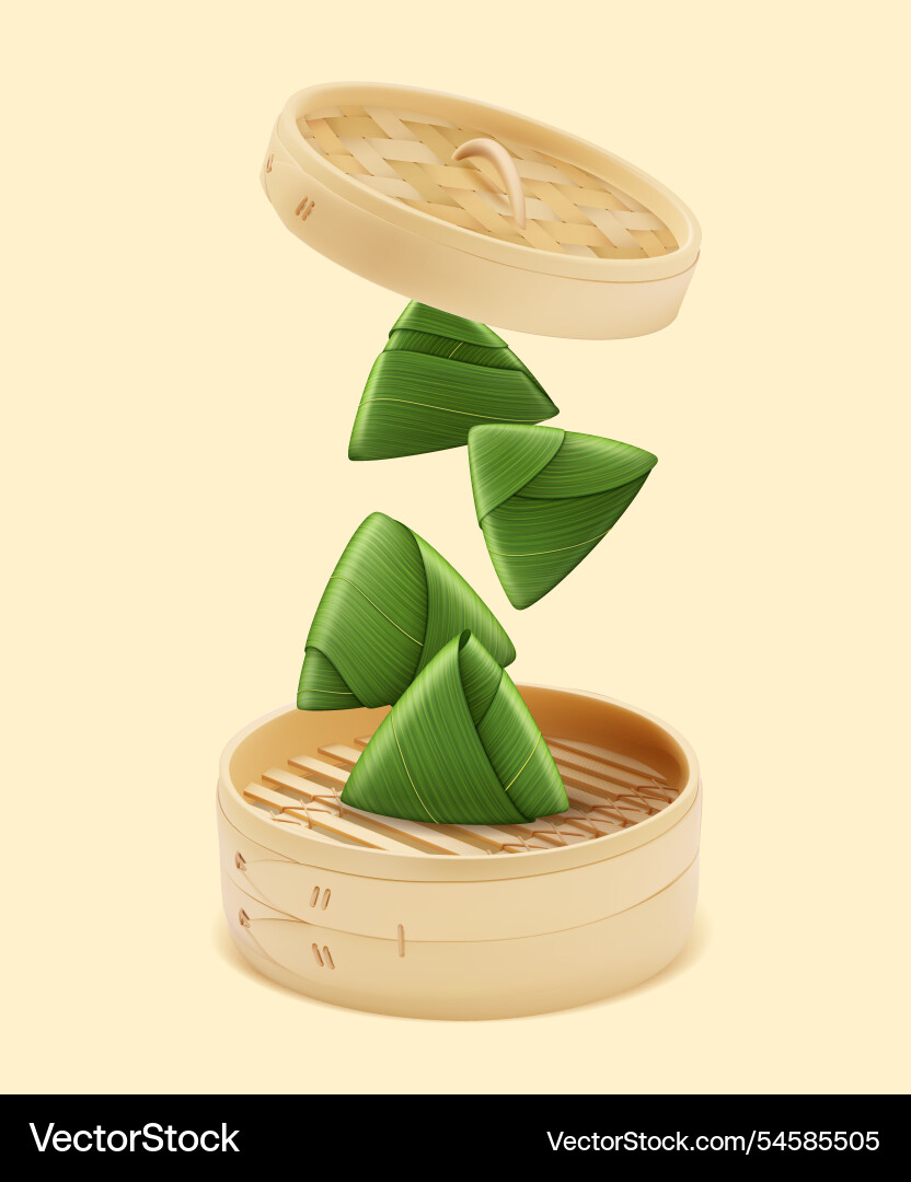 Realistic detailed 3d chinese rice dumpling Vector Image