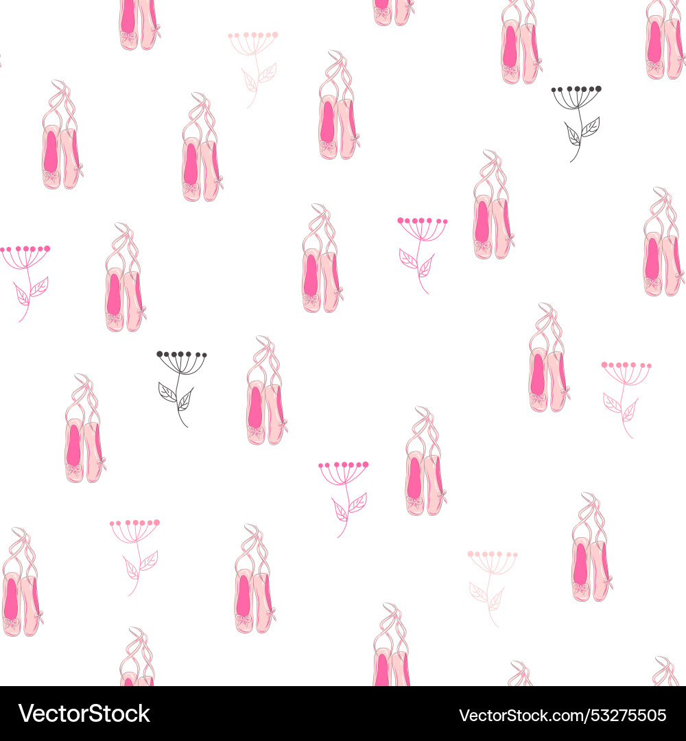 Seamless pattern with ballet pointe shoes Vector Image